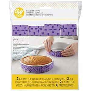 wilton bake-even cake pan strips - use cake strips on baking pans for evenly baked cakes, 6-piece set, (2) 35 x 1.5-inch, (2) 25 x 1.5-inch and (2) 10 x 1.5-inch