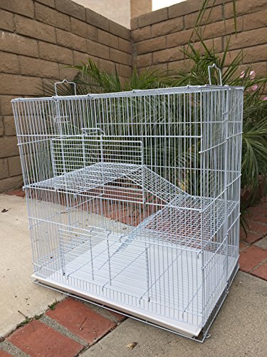 3-Tiers Small Animal Habitate Critter Cage Mouse Hamster Rat Gerbil Guinea Pig Home Sugar Glider Chinchilla Ferret (24" Length x 16" Depth x 24" Height, White)