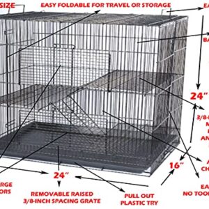 3-Tiers Small Animal Habitate Critter Cage Mouse Hamster Rat Gerbil Guinea Pig Home Sugar Glider Chinchilla Ferret (24" Length x 16" Depth x 24" Height, White)