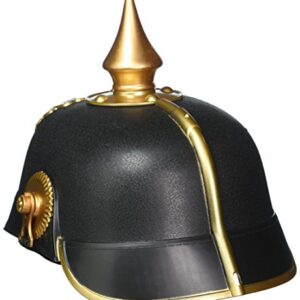 Forum Novelties - German Officer Pickelhaub Helmet - Plastic Imperial Prussian Helmet - Black & Gold Colored