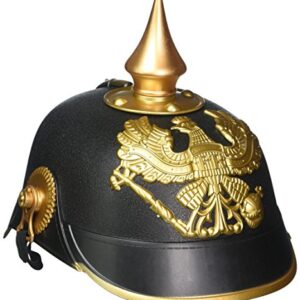 Forum Novelties - German Officer Pickelhaub Helmet - Plastic Imperial Prussian Helmet - Black & Gold Colored