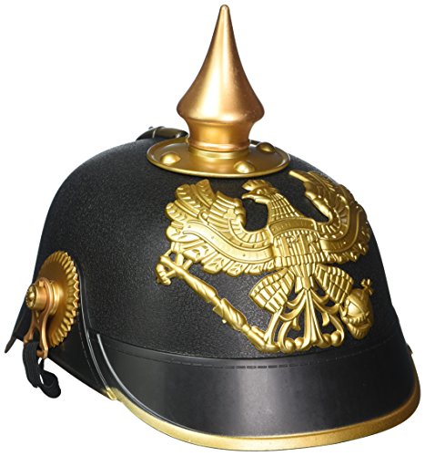 Forum Novelties - German Officer Pickelhaub Helmet - Plastic Imperial Prussian Helmet - Black & Gold Colored