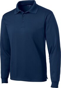 sport-tek men's long sleeve micropique sport wick polo l true navy