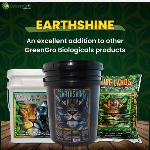 GreenGro Earthshine - Biochar & Humic Acid Blend/Activated Charcoal/Sequesters Carbon/Organic Soil Booster, Top Soil, Plant Food/Compost Tea Accelerator/Derived from Worm Castings / 2lb