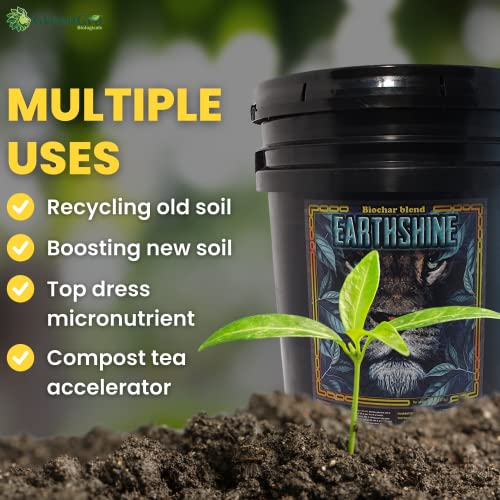 GreenGro Earthshine - Biochar & Humic Acid Blend/Activated Charcoal/Sequesters Carbon/Organic Soil Booster, Top Soil, Plant Food/Compost Tea Accelerator/Derived from Worm Castings / 2lb