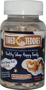 tired teddies melatonin (0.3 mg) herbal supplement for kids - chewable tablets