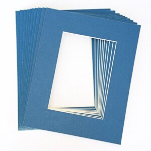 topseller100, Pack of 10 BLUE 11x14 Picture Mats Matting with White Core Bevel Cut for 8x10 Pictures