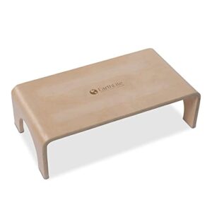 EARTHLITE Wooden Step Stool - 4'' High, Large Surface, Strong & Stable Bed Step, Foot Stool, Massage Step-Up