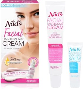 nad's gentle & soothing facial hair removal for women - sensitive depilatory cream for delicate face areas, 0.99 oz (4446)