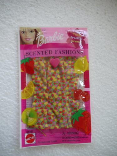 Barbie Scented Fashions - Green Sleeveless Dress With Fuchsia, Orange and Yellow Specs (2001)