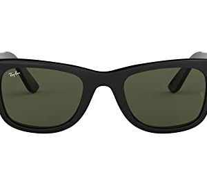 Ray-Ban RB2140F Original Wayfarer Low Bridge Fit Square Sunglasses, Black/G-15 Green, 52 mm