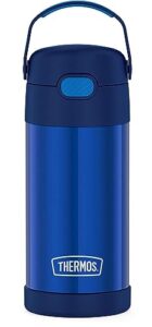 thermos funtainer 12 ounce stainless steel vacuum insulated kids straw bottle, blue