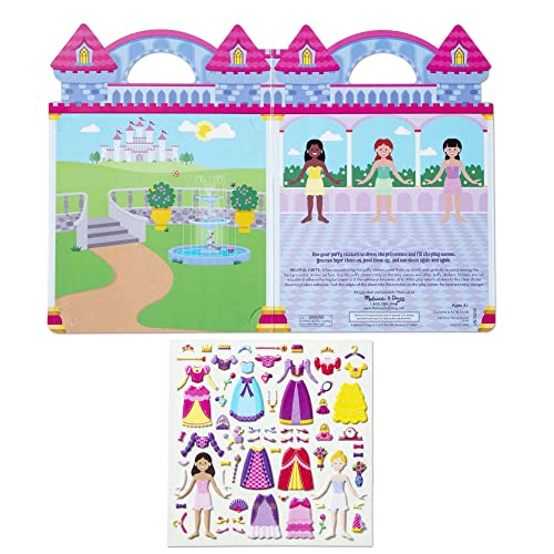 Melissa & Doug Puffy Sticker Set: Princess - 67 Reusable Stickers - Kids Fashion Activities, Restickable Princess Sticker Book, Puffy Princess Stickers For Kids Ages 4+