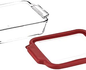 Anchor Hocking 8-InchSquare Glass Baking Dish with TrueFit Cherry Lid -