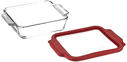 Anchor Hocking 8-InchSquare Glass Baking Dish with TrueFit Cherry Lid -