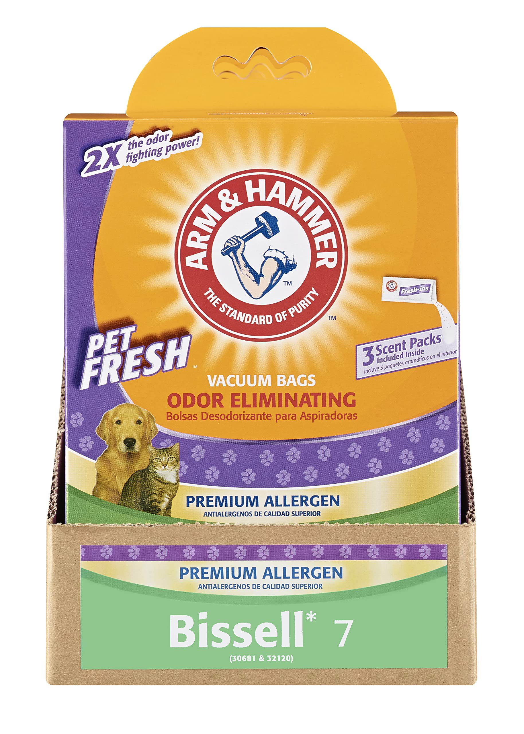 Arm & Hammer Bissell Premium Pet Fresh Vacuum Bags, replacement for Bissell Style 7, Removes Pet Odors and Allergens, 3 bags