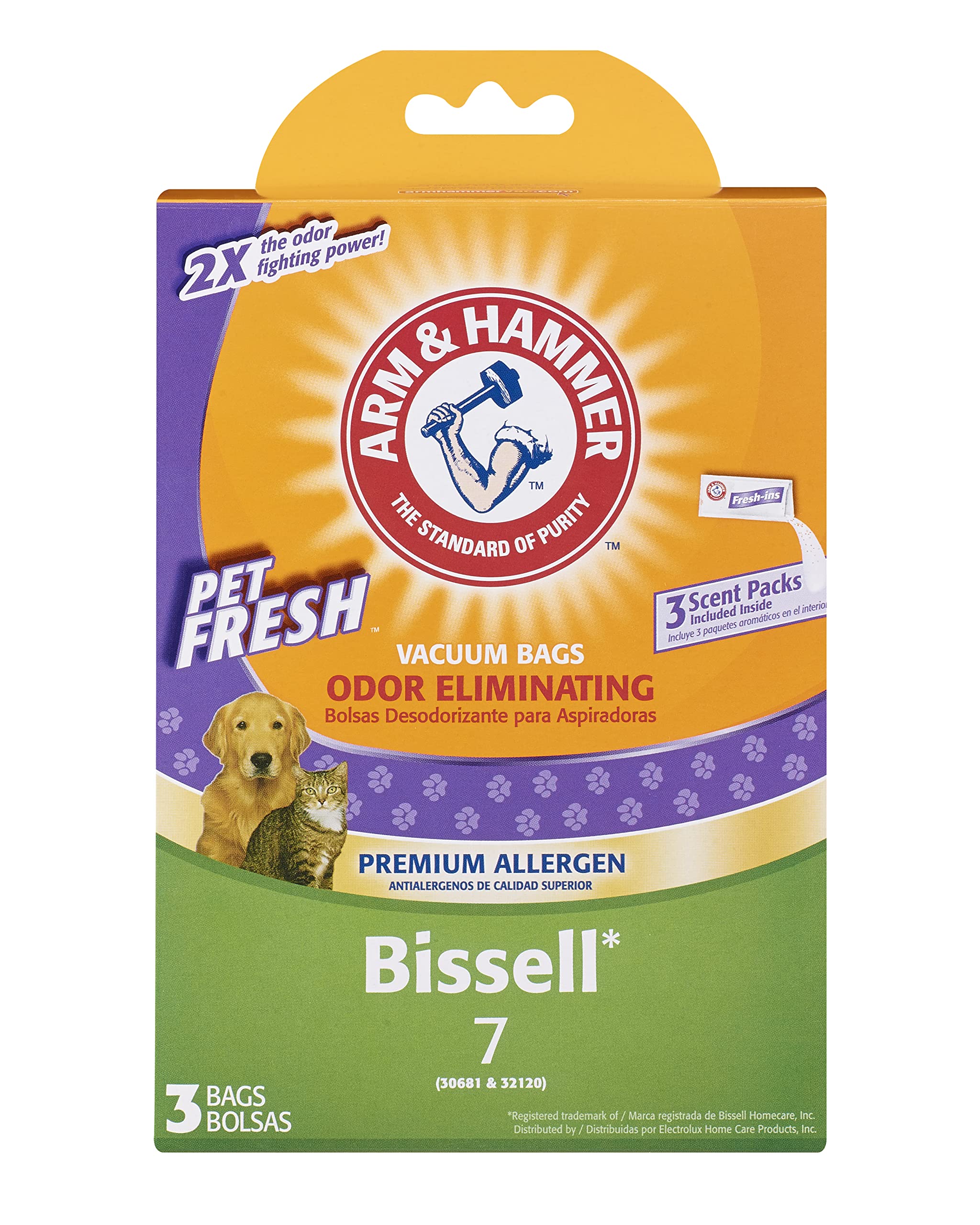 Arm & Hammer Bissell Premium Pet Fresh Vacuum Bags, replacement for Bissell Style 7, Removes Pet Odors and Allergens, 3 bags