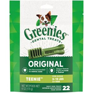 greenies original teenie natural dental care dog treats, 6 oz. pack (22 treats)