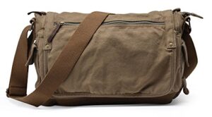 gootium canvas messenger bag - vintage cross body shoulder satchel, olive brown