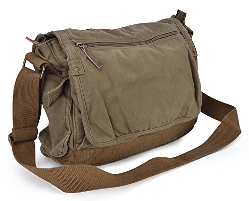 Gootium Canvas Messenger Bag - Vintage Cross Body Shoulder Satchel, Olive Brown