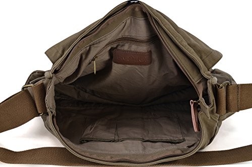 Gootium Canvas Messenger Bag - Vintage Cross Body Shoulder Satchel, Olive Brown