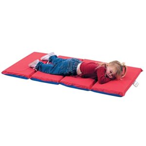 children's factory, cf400-509rb, angels rest 2" toddler nap mat, red-blue, 4 section classroom sleeping mat, kids daycare or preschool waterproof mat