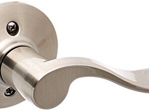 Schlage FE285PLY619ACCRH Satin Nickel Plymouth Right Handed Front Entry Handleset with an Accent Lever from The Plymouth Collection FE285-PLY-ACC-RH