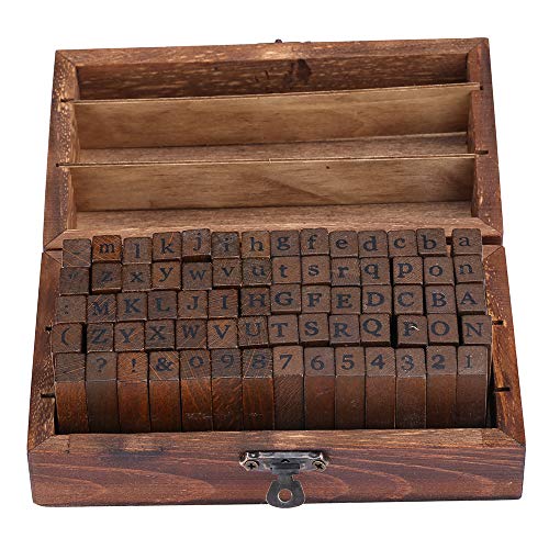 Estone 70pcs/set Wooden Box multipurpose Number Alphabet Letter Wood Rubber Stamp New