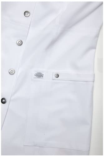 Dickies Xtreme Stretch 28" Stretch Womens Snap Front Lab Coat 82400, M, White