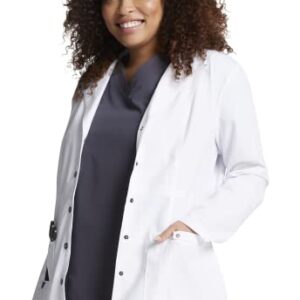 Dickies Xtreme Stretch 28" Stretch Womens Snap Front Lab Coat 82400, M, White