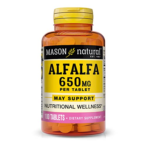 MASON NATURAL Alfalfa 650 mg (10 Grain) - Excellent Source of Vitamin K, Balanced Nutritional Support, 100 Tablets