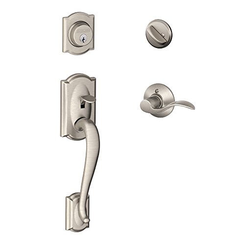 SCHLAGE Lock Company Camelot Single Cylinder Handleset and Left Hand Accent Lever, Satin Nickel (F60 CAM 619 ACC LH)