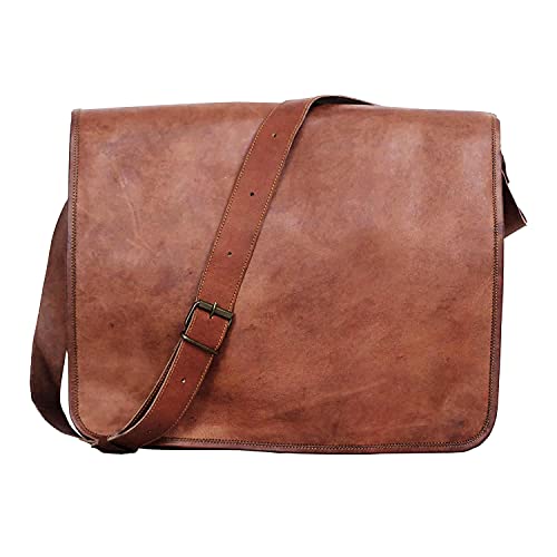 Komal's Passion Leather Vintage Mens 16 Inch Leather Laptop Messenger Pro Satchel Men's Bag