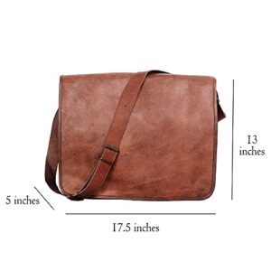 Komal's Passion Leather Vintage Mens 16 Inch Leather Laptop Messenger Pro Satchel Men's Bag