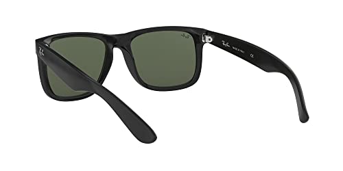 Ray-Ban RB4165 Justin Rectangular Sunglasses, Black/Dark Green, 55 mm