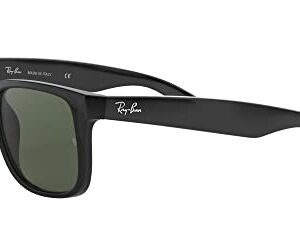 Ray-Ban RB4165 Justin Rectangular Sunglasses, Black/Dark Green, 55 mm