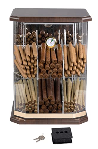 Prestige Import Group - The Franklin Wood & Acrylic Cigar Humidor Table Top Display - Up to 150