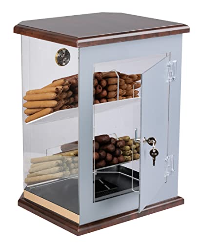 Prestige Import Group - The Franklin Wood & Acrylic Cigar Humidor Table Top Display - Up to 150