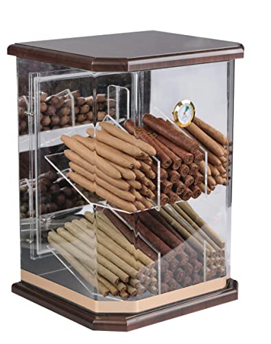 Prestige Import Group - The Franklin Wood & Acrylic Cigar Humidor Table Top Display - Up to 150