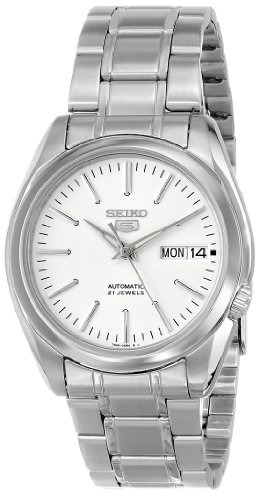 SEIKO Men's SNKL41 5" White Dial Stainless Steel Automatic Watch