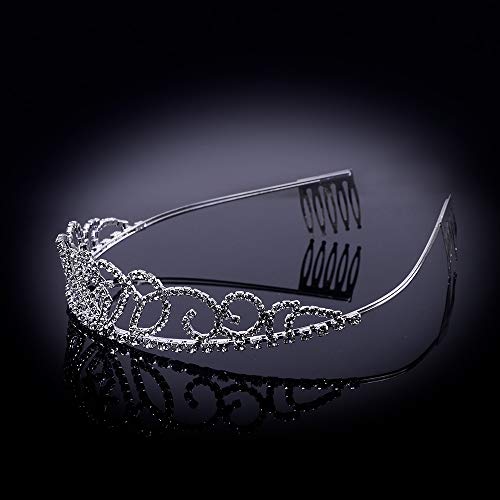 Bseash Silver Crystal Tiara Crown Headband Princess Elegant Crown with combs for Women Girls Bridal Wedding Prom Birthday Party