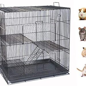 Small Animal Critters Cage Sugar Glider Chinchilla Ferret Rats Mouse Mice Habitat (24" Length x 16" Depth x 24" Height, Black)