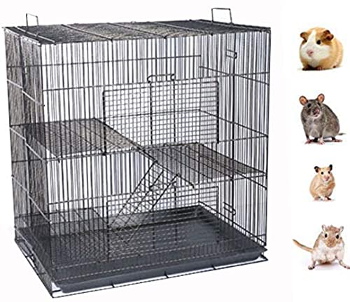 Small Animal Critters Cage Sugar Glider Chinchilla Ferret Rats Mouse Mice Habitat (24" Length x 16" Depth x 24" Height, Black)