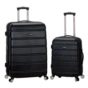 rockland melbourne hardside expandable spinner wheel luggage, black, 2-piece set (20/28)