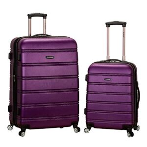 rockland melbourne hardside expandable spinner wheel luggage, purple, 2-piece set (20/28)