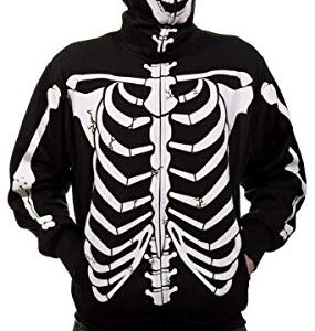 Calhoun Men's Glow in The Dark Skeleton Costume Zip Hoodie (Black, X-Large)