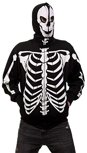 Calhoun Men's Glow in The Dark Skeleton Costume Zip Hoodie (Black, X-Large)