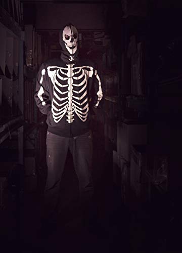 Calhoun Men's Glow in The Dark Skeleton Costume Zip Hoodie (Black, X-Large)