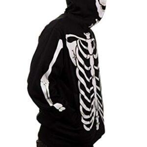 Calhoun Men's Glow in The Dark Skeleton Costume Zip Hoodie (Black, X-Large)