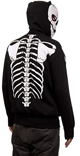 Calhoun Men's Glow in The Dark Skeleton Costume Zip Hoodie (Black, X-Large)